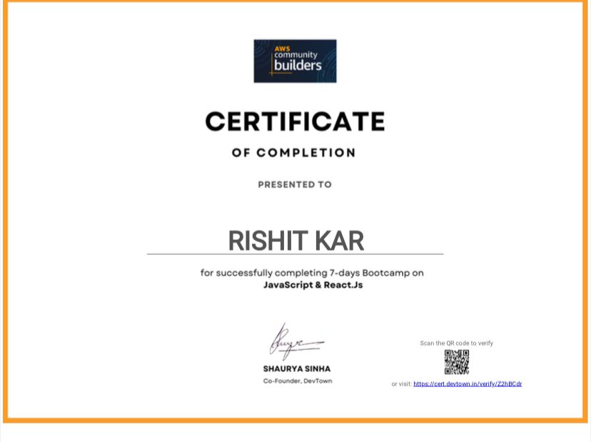 Rishit Kar on LinkedIn: #reactjs #javascript #devtown #google #aws # ... Rishit Kar on LinkedIn: #reactjs #javascript #devtown #google #aws # ...