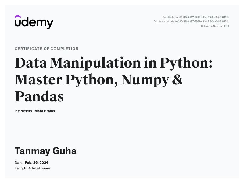#pythonprogramming #datamanipulation #udemy | Tanmay Guha #pythonprogramming #datamanipulation #udemy | Tanmay Guha