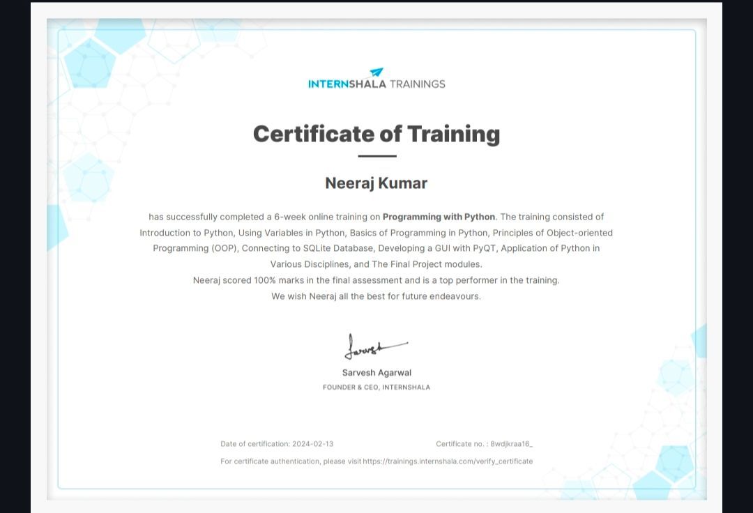 Neeraj Kumar on LinkedIn: Programming with Python 👍. Neeraj Kumar on LinkedIn: Programming with Python 👍.