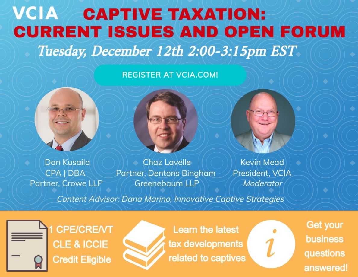 VCIA on LinkedIn: 🔊Captive Tax Webinar Registration Now Live! We're ... VCIA on LinkedIn: 🔊Captive Tax Webinar Registration Now Live! We're ...