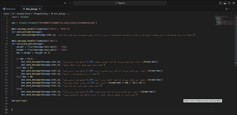 Mohammad Nasravi on LinkedIn: #python #programming #bot #telegram #bmi ... Mohammad Nasravi on LinkedIn: #python #programming #bot #telegram #bmi ...