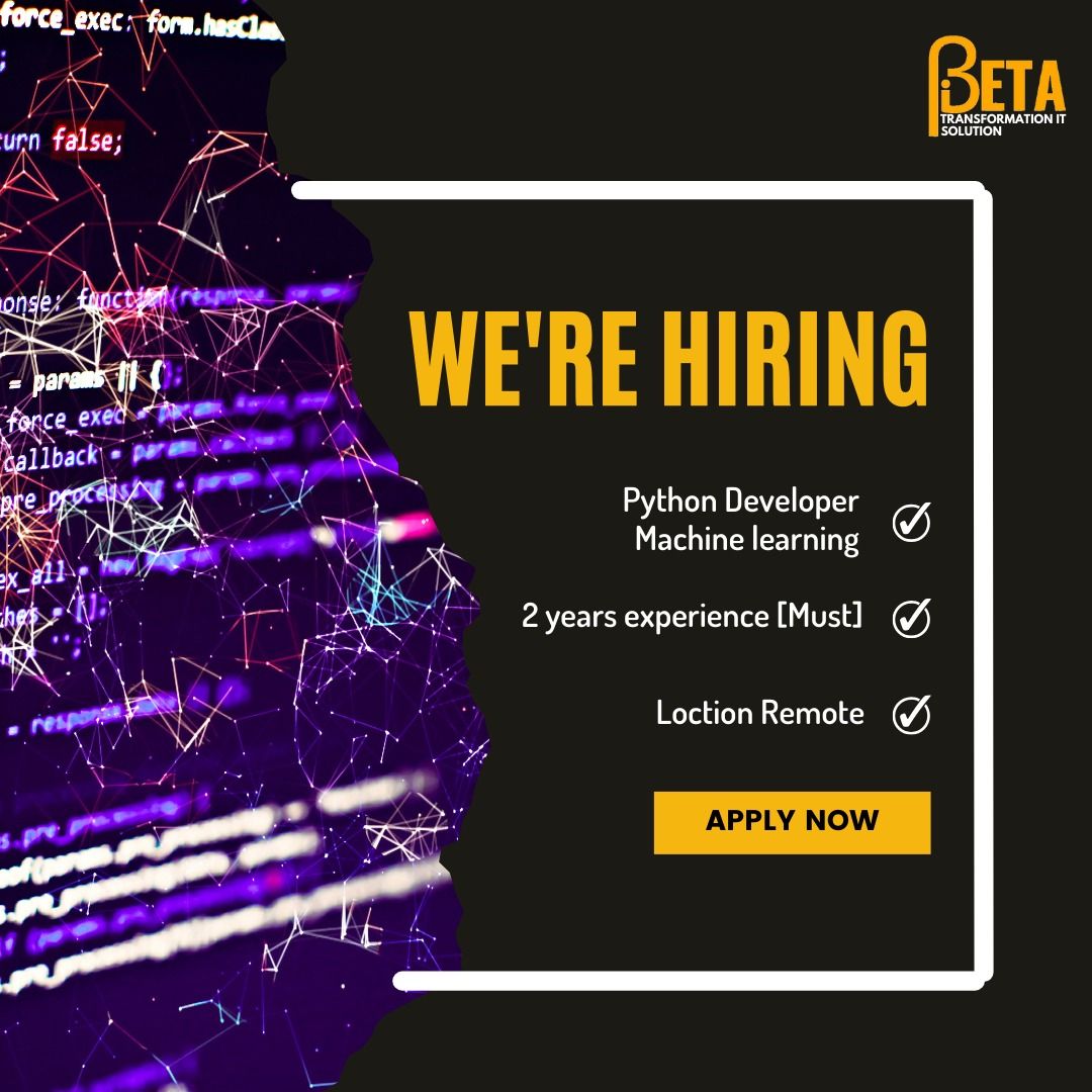 Rahul Giri on LinkedIn: #pythondeveloper #machinelearning #mljobs # ... Rahul Giri on LinkedIn: #pythondeveloper #machinelearning #mljobs # ...