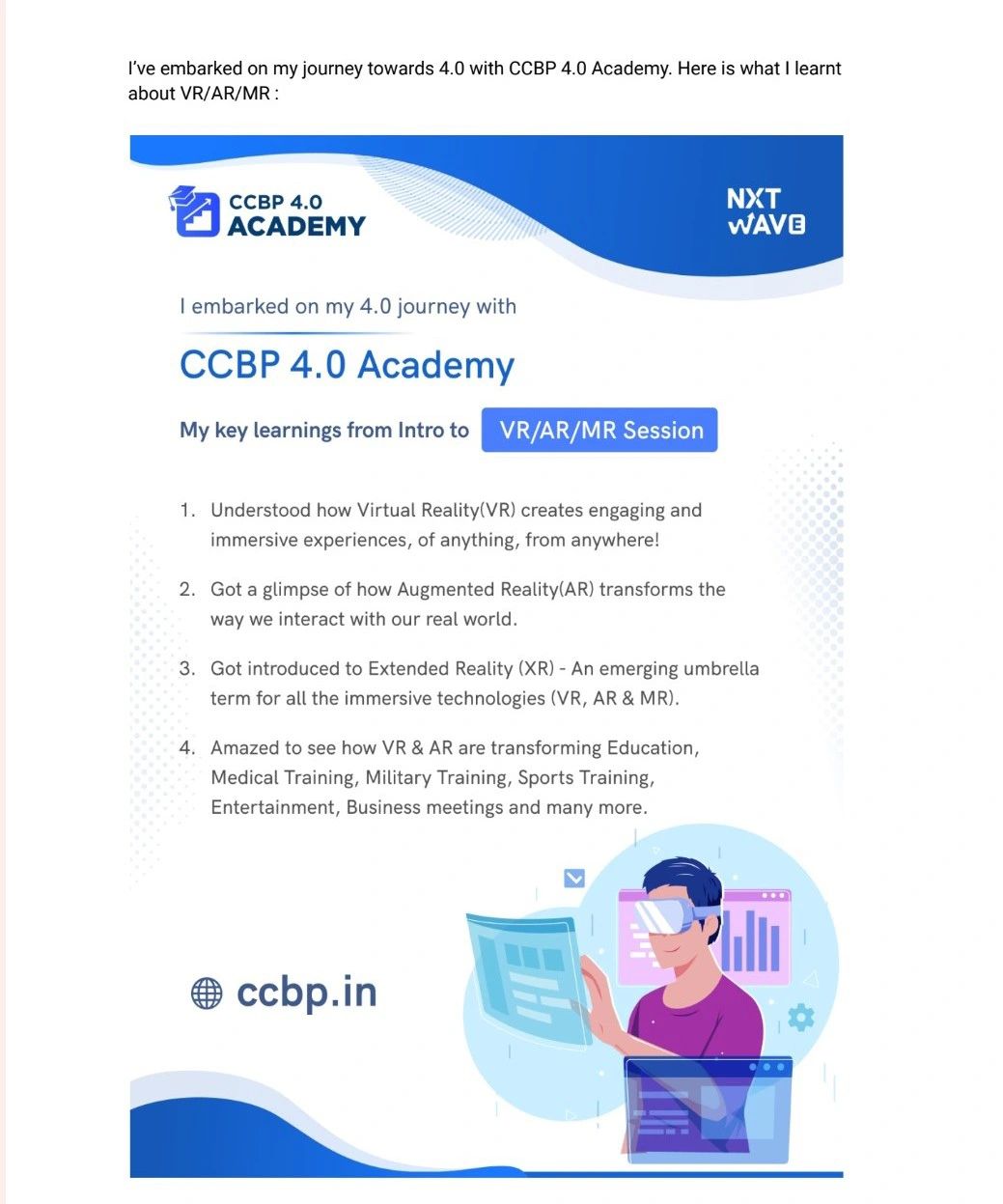 Amit Sahu on LinkedIn: #nxtwave#ccbp4.0 AR & VR Amit Sahu on LinkedIn: #nxtwave#ccbp4.0 AR & VR