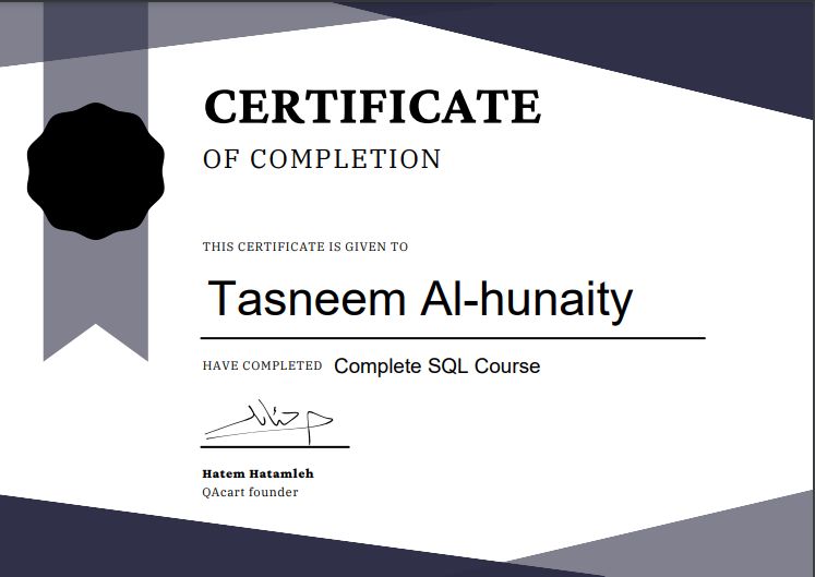 Tasnim Alhnaity on LinkedIn: #database #qacart #sqldatabase # ... Tasnim Alhnaity on LinkedIn: #database #qacart #sqldatabase # ...