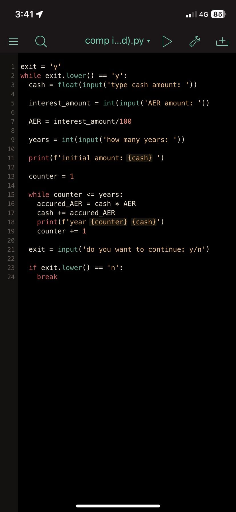 Scott Wells on LinkedIn: Compound interest calculator (python)(revised) Scott Wells on LinkedIn: Compound interest calculator (python)(revised)