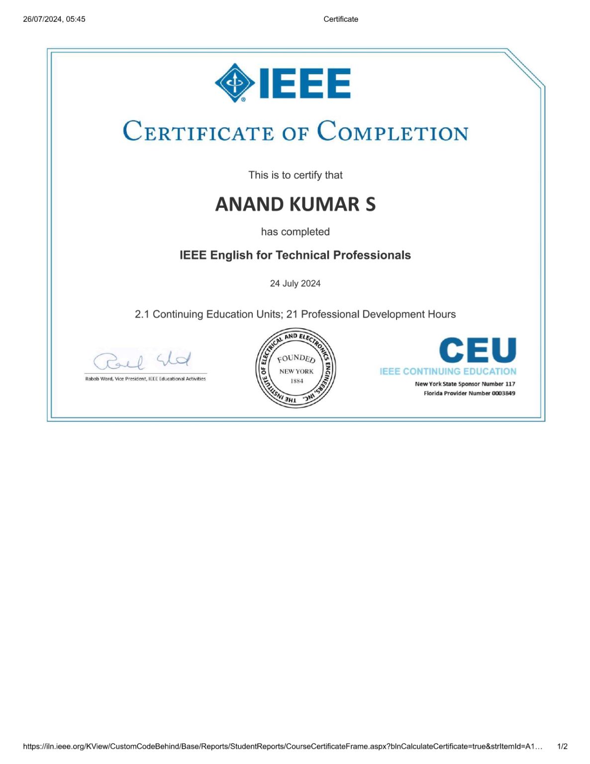 ANAND KUMAR S on LinkedIn: I’ve completed the IEEE English for ... ANAND KUMAR S on LinkedIn: I’ve completed the IEEE English for ...