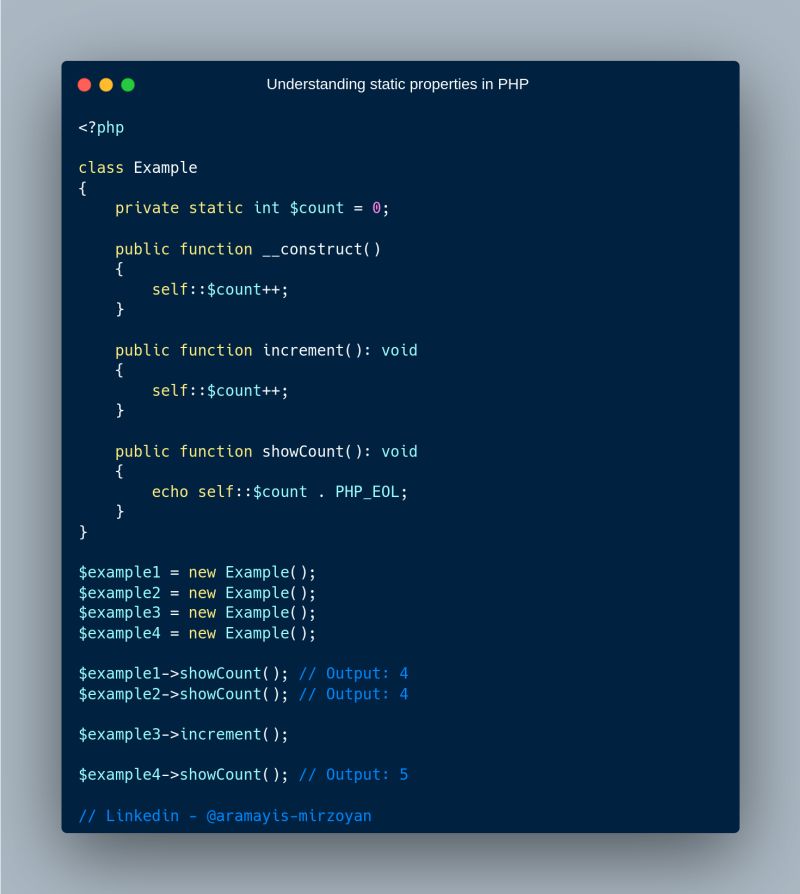 Aramayis Mirzoyan on LinkedIn: #php #backend #oop #static Aramayis Mirzoyan on LinkedIn: #php #backend #oop #static