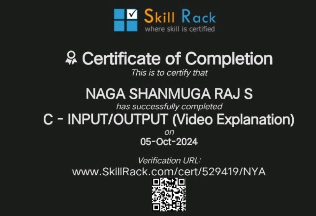 Naga Shanmuga Raj S on LinkedIn: #cprogramming #skillrack #codingchallenge Naga Shanmuga Raj S on LinkedIn: #cprogramming #skillrack #codingchallenge