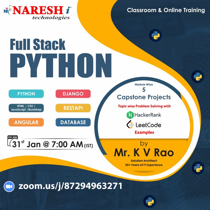 Free Demo on Full Stack Python by Mr.K.V.Rao | chinna kumar posted on ... Free Demo on Full Stack Python by Mr.K.V.Rao | chinna kumar posted on ...