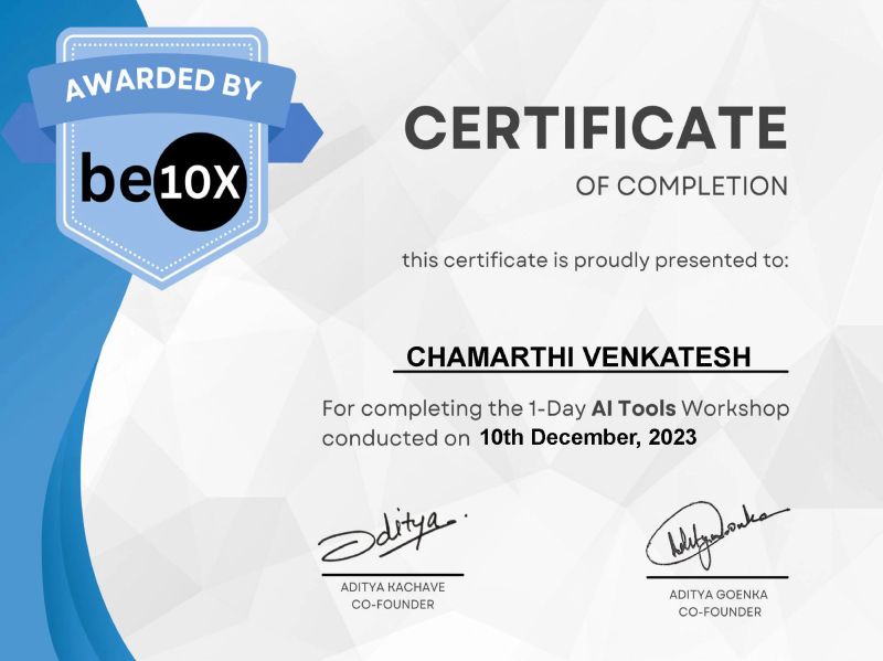 Chamarthi Venkatesh on LinkedIn: #be10x Chamarthi Venkatesh on LinkedIn: #be10x