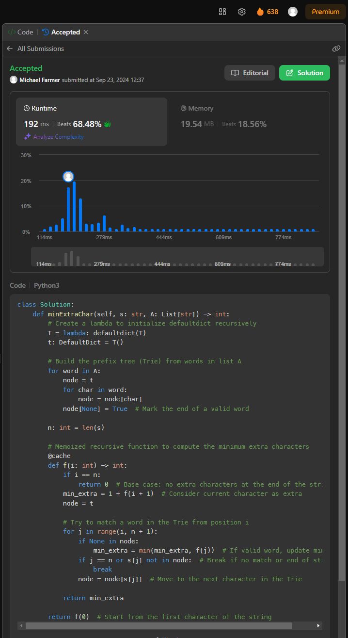 Michael Farmer on LinkedIn: Day 638 of Daily LeetCode | 2707. Extra ... Michael Farmer on LinkedIn: Day 638 of Daily LeetCode | 2707. Extra ...