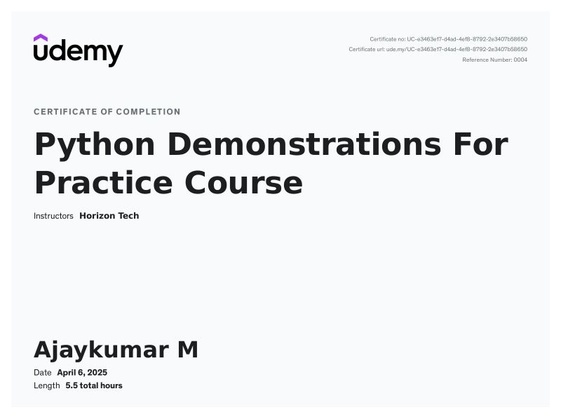 #python #codingpractice #udemy #certification #learningbydoing # ... #python #codingpractice #udemy #certification #learningbydoing # ...