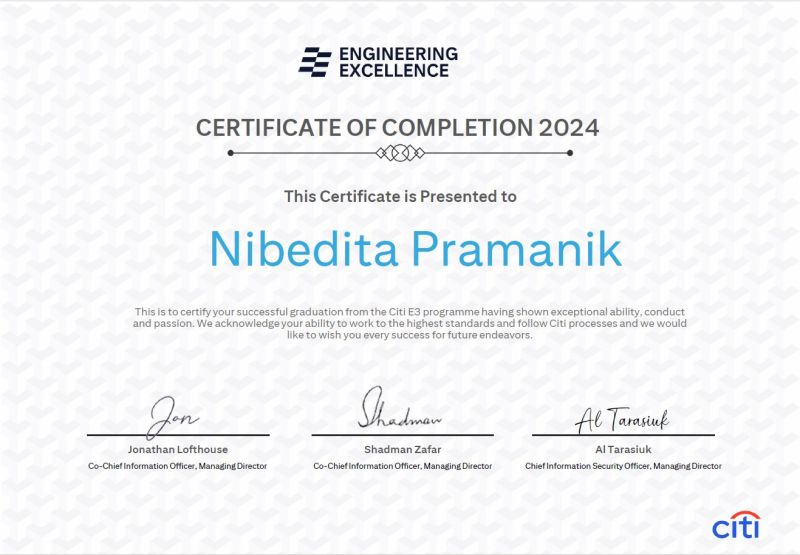 Nibedita Pramanik on LinkedIn: #citi #engineeringexcellence | 29 comments Nibedita Pramanik on LinkedIn: #citi #engineeringexcellence | 29 comments