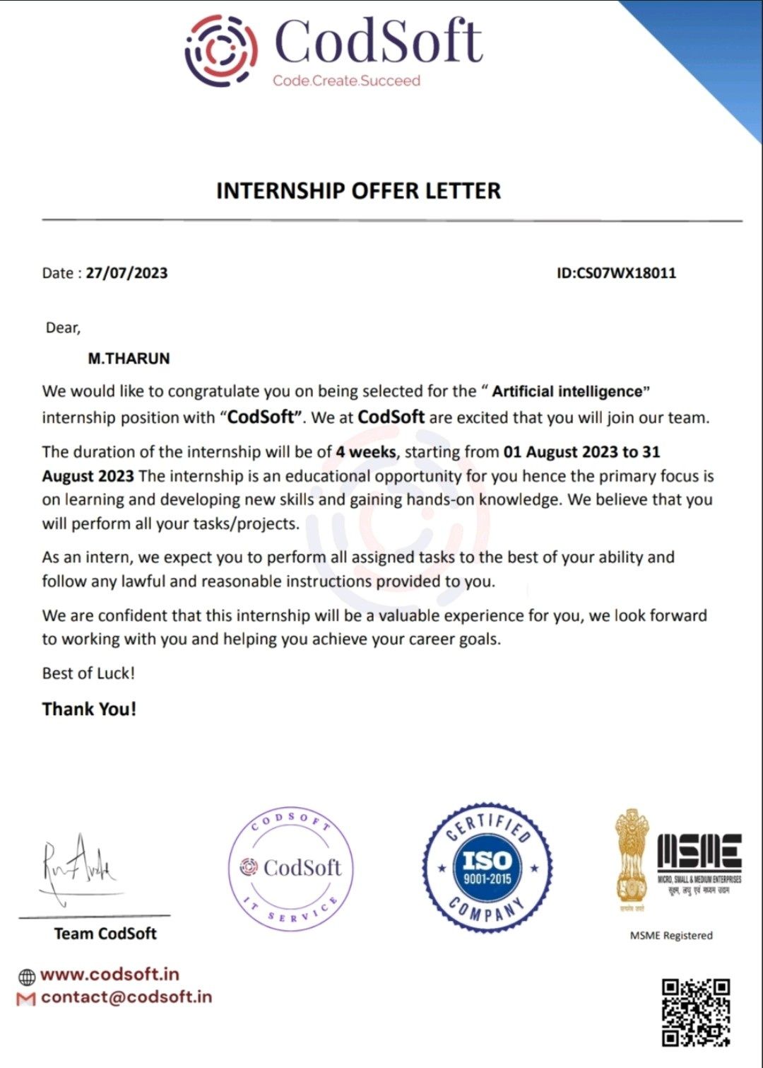 Tharun Mudavath on LinkedIn: #codsoft Tharun Mudavath on LinkedIn: #codsoft