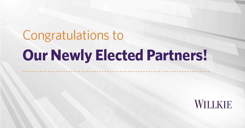 Willkie Elects 25 New Partners | Willkie Farr & Gallagher LLP | 11 comments Willkie Elects 25 New Partners | Willkie Farr & Gallagher LLP | 11 comments
