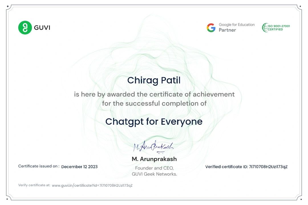 Patil Chirag on LinkedIn: #chatgpt #ai #nlp #continuouslearning Patil Chirag on LinkedIn: #chatgpt #ai #nlp #continuouslearning