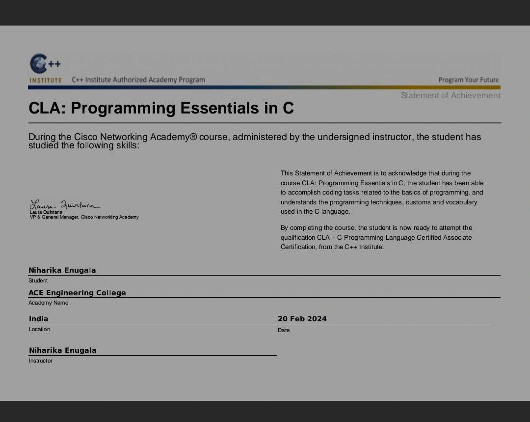niharika enugala on LinkedIn: #cisco #c #cisconetworkingacademy # ... niharika enugala on LinkedIn: #cisco #c #cisconetworkingacademy # ...