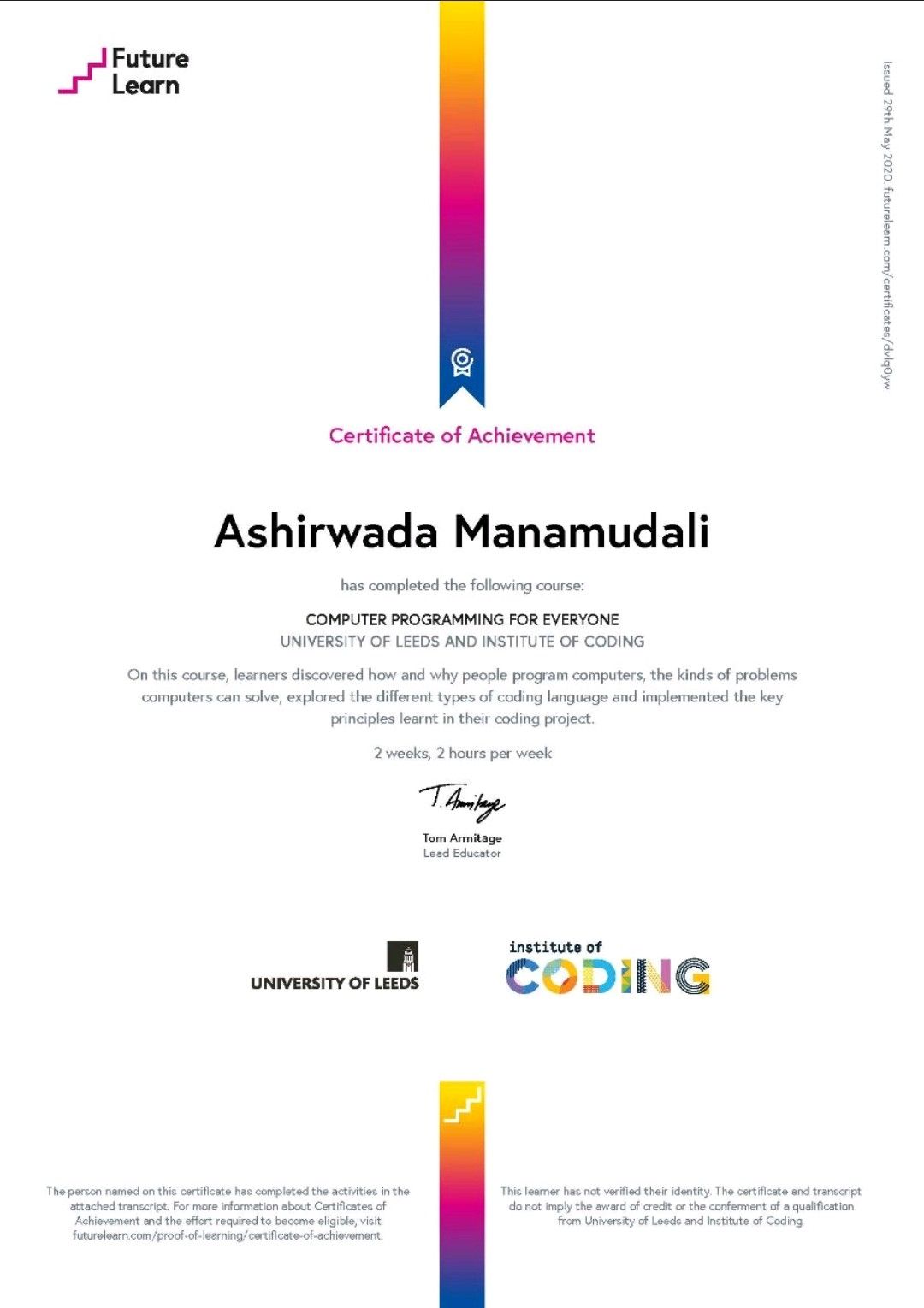 Zion Ashirwada Manamudali on LinkedIn: Completed Zion Ashirwada Manamudali on LinkedIn: Completed