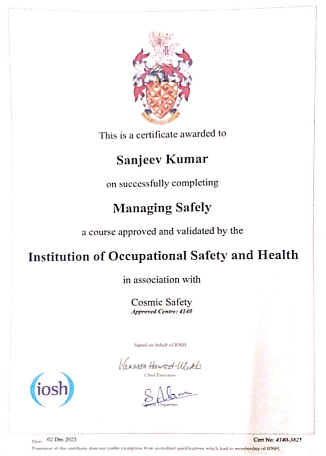 Sanjeev KUMAR Singh on LinkedIn: Successfully Completed IOSH Sanjeev KUMAR Singh on LinkedIn: Successfully Completed IOSH