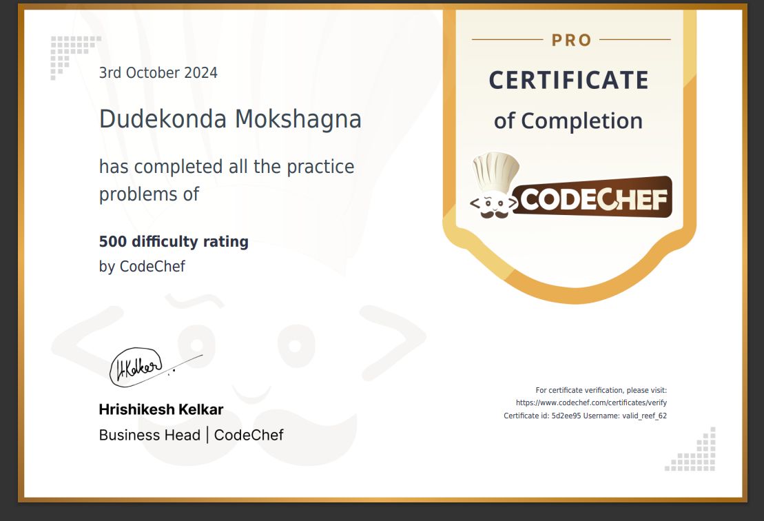 Mokshagna Dudekonda on LinkedIn: #codechef #programming #problemsolving ... Mokshagna Dudekonda on LinkedIn: #codechef #programming #problemsolving ...