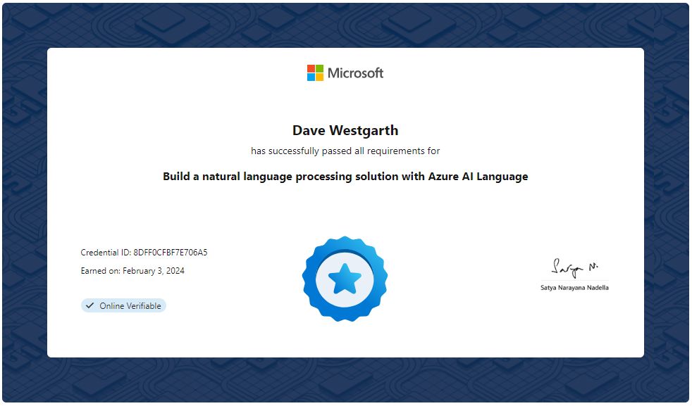 Dave Westgarth on LinkedIn: Managed to complete my second Microsoft ... Dave Westgarth on LinkedIn: Managed to complete my second Microsoft ...