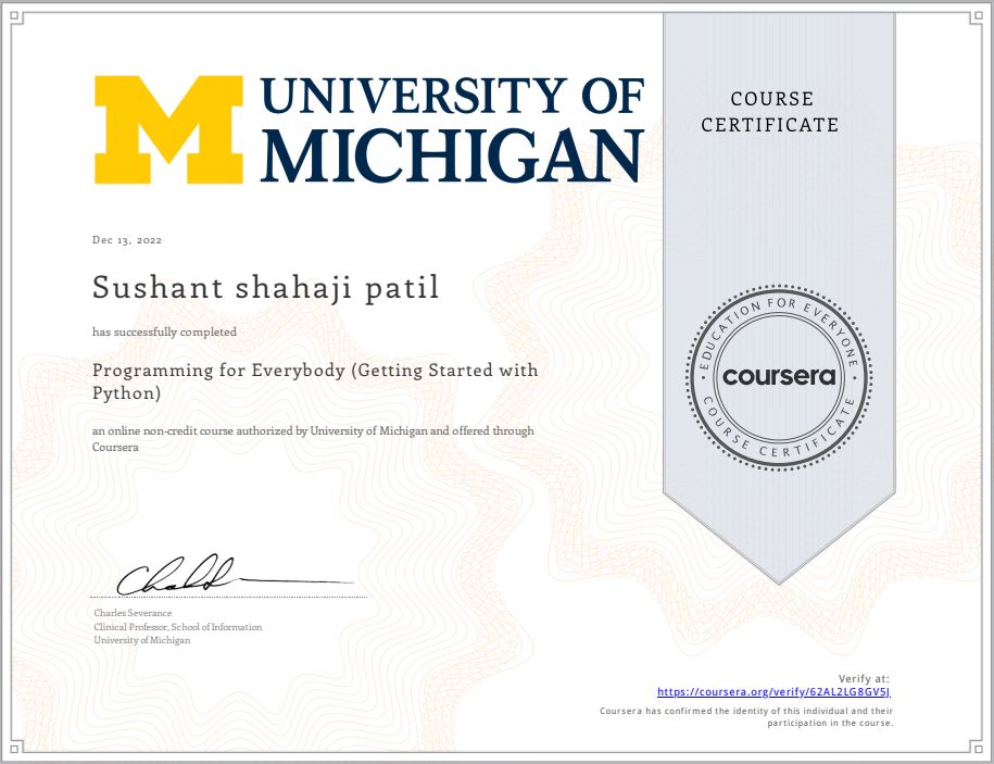 Learn Python with UofM on Coursera | Sushant patil posted on the topic ... Learn Python with UofM on Coursera | Sushant patil posted on the topic ...