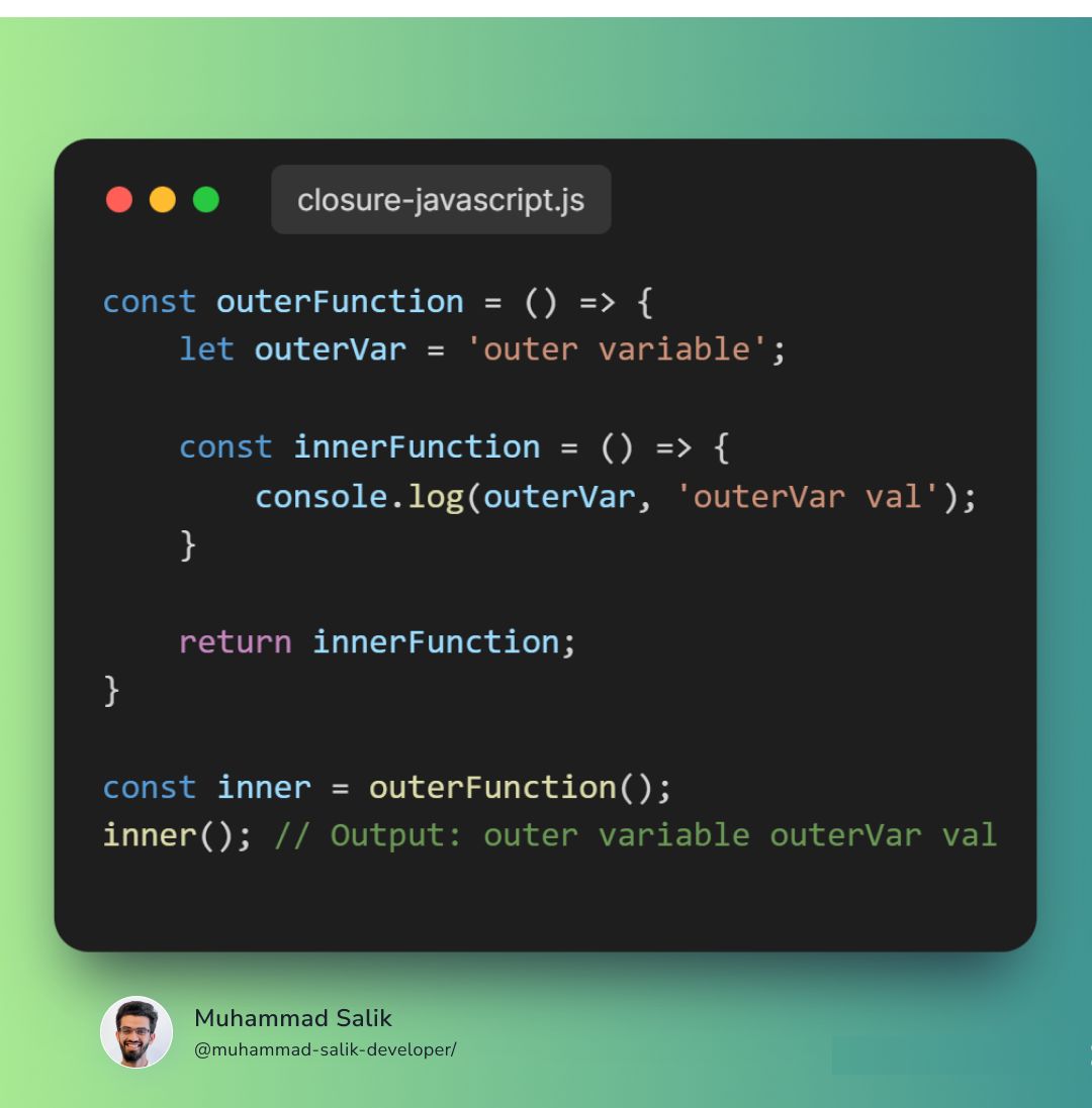 What are JavaScript Closures? | Muhammad Salik posted on the topic ... What are JavaScript Closures? | Muhammad Salik posted on the topic ...