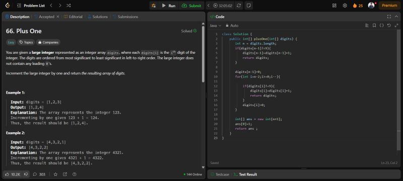 #day34 #day34 #leetcode #arrayproblem #carrylogic #cleancode #dailydsa ... #day34 #day34 #leetcode #arrayproblem #carrylogic #cleancode #dailydsa ...