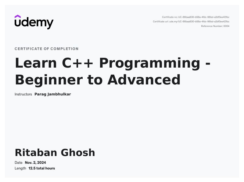 Ritaban Ghosh on LinkedIn: #cplusplus #programming #coding #udemy # ... Ritaban Ghosh on LinkedIn: #cplusplus #programming #coding #udemy # ...