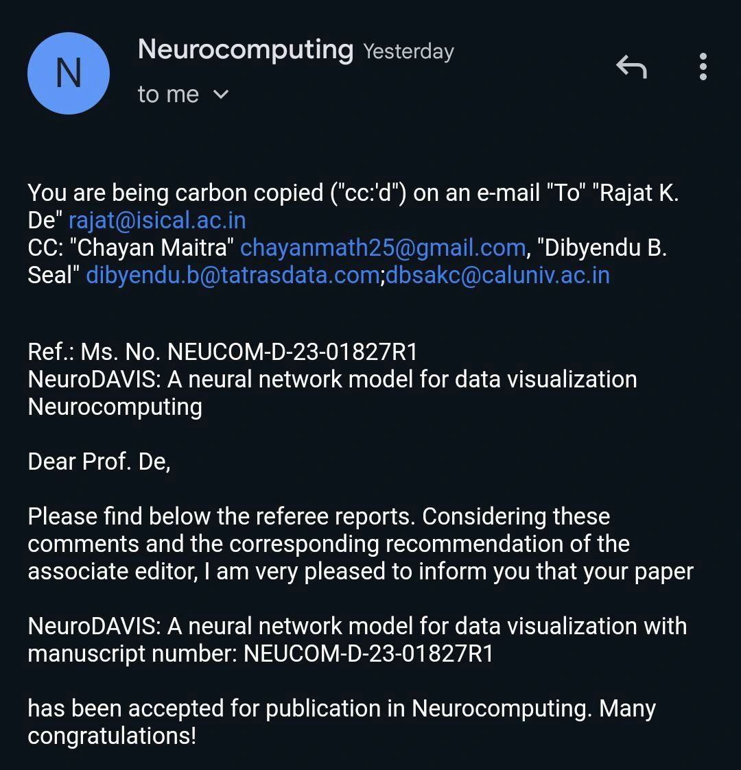 Thrilled to announce that our data visualization method NeuroDAVIS ... Thrilled to announce that our data visualization method NeuroDAVIS ...