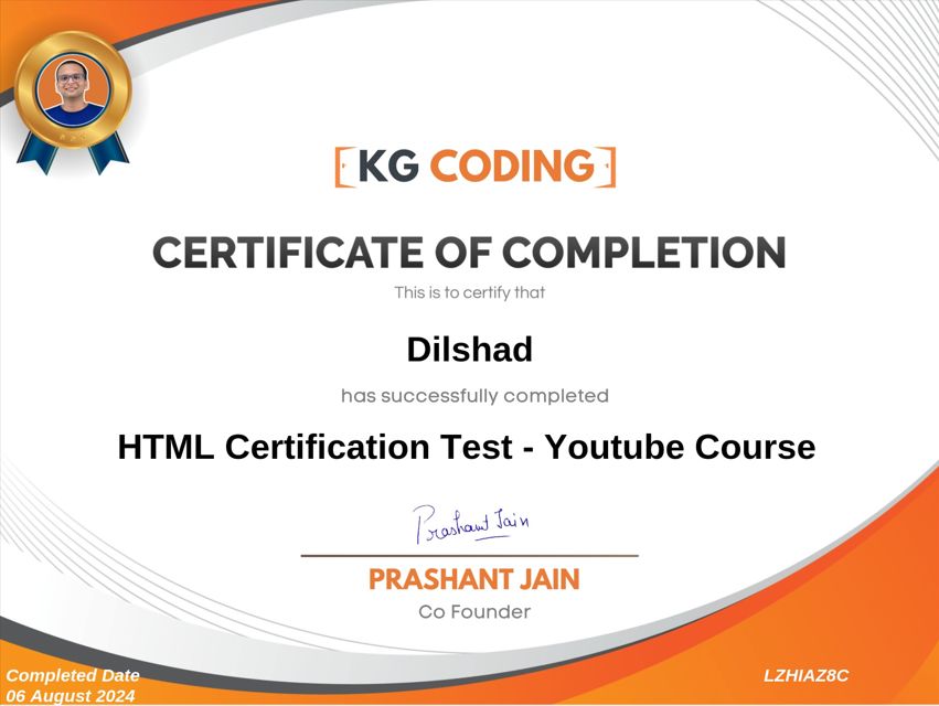 New Certification:HTML Certification Test-You Tube Course | Dilshad ... New Certification:HTML Certification Test-You Tube Course | Dilshad ...