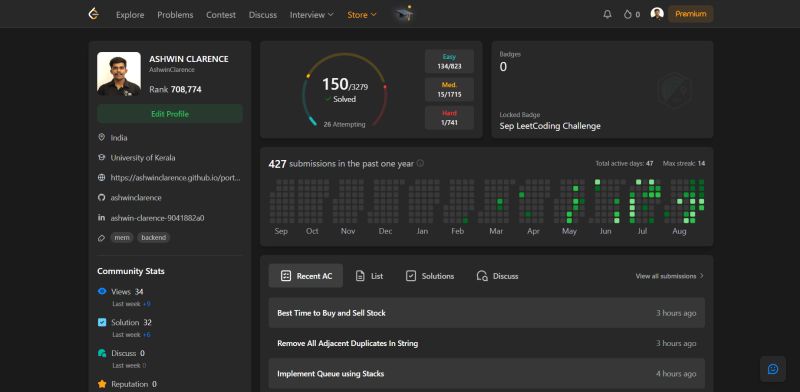 Ashwin Clarence on LinkedIn: #coding #leetcode #mernstack #webdev Ashwin Clarence on LinkedIn: #coding #leetcode #mernstack #webdev