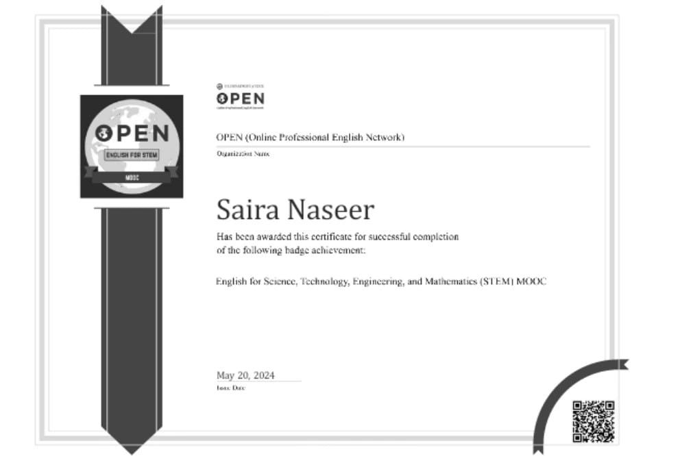 Saira Naseer on LinkedIn: Successfully completed English Course Stamp ... Saira Naseer on LinkedIn: Successfully completed English Course Stamp ...