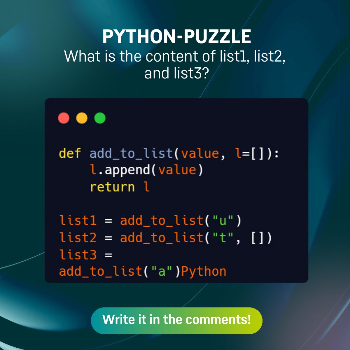 Ultra Tendency Academy on LinkedIn: #pythonpuzzle #python #pythondeveloper Ultra Tendency Academy on LinkedIn: #pythonpuzzle #python #pythondeveloper