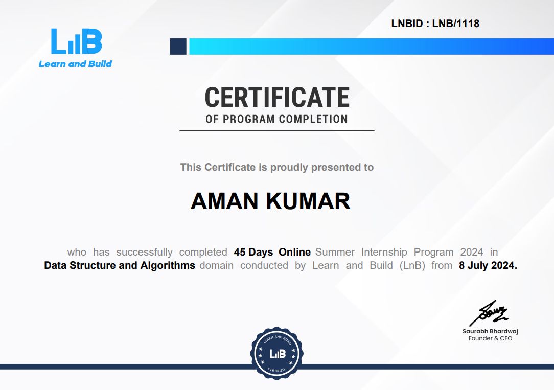 AMAN KUMAR on LinkedIn: #datastructures #algorithms #internship # ... AMAN KUMAR on LinkedIn: #datastructures #algorithms #internship # ...