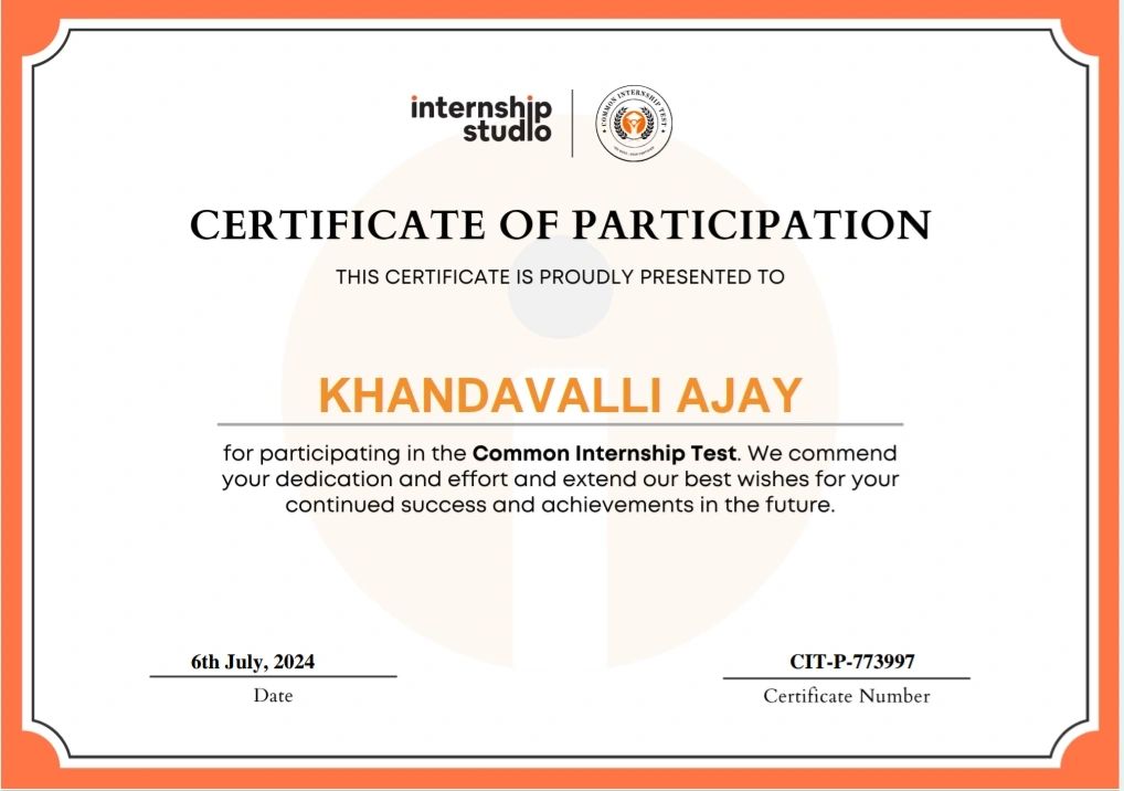Khandavalli Ajay on LinkedIn: #internshipstudio Khandavalli Ajay on LinkedIn: #internshipstudio