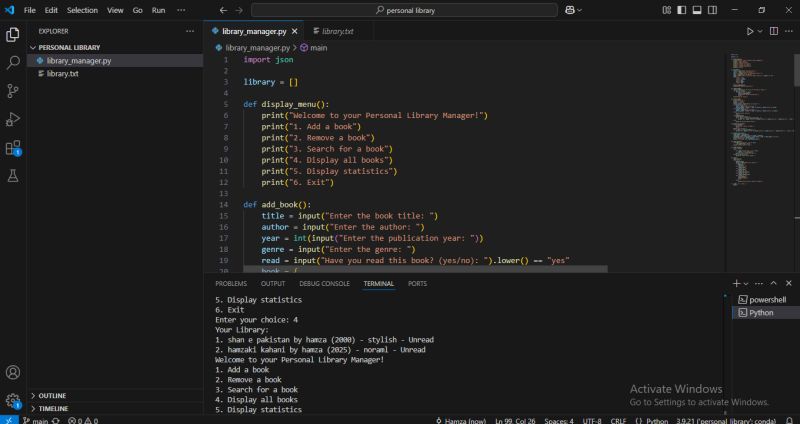 🚀 Building a Personal Library Manager with Python | Ameer Hamza 🚀 Building a Personal Library Manager with Python | Ameer Hamza