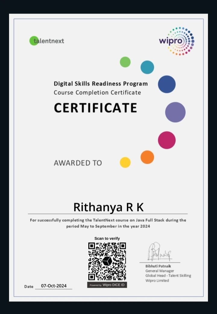 RITHANYA RAMESH on LinkedIn: #javafullstack #wiprotalentnext # ... RITHANYA RAMESH on LinkedIn: #javafullstack #wiprotalentnext # ...