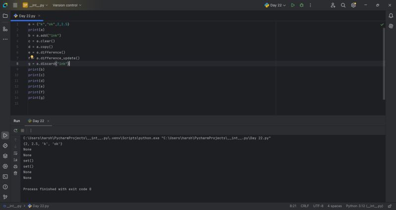 Harsha Bacham on LinkedIn: #python #codingjourney #setmethods # ... Harsha Bacham on LinkedIn: #python #codingjourney #setmethods # ...