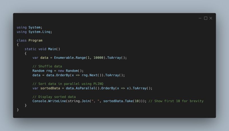 Matthew Williamson on LinkedIn: #plinq #parallelsorting # ... Matthew Williamson on LinkedIn: #plinq #parallelsorting # ...