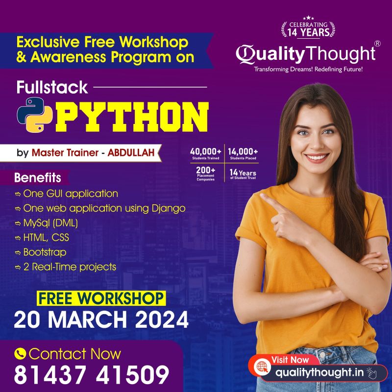 Quality Thought Infosystems on LinkedIn: #python #pythons #pythoncode # ... Quality Thought Infosystems on LinkedIn: #python #pythons #pythoncode # ...
