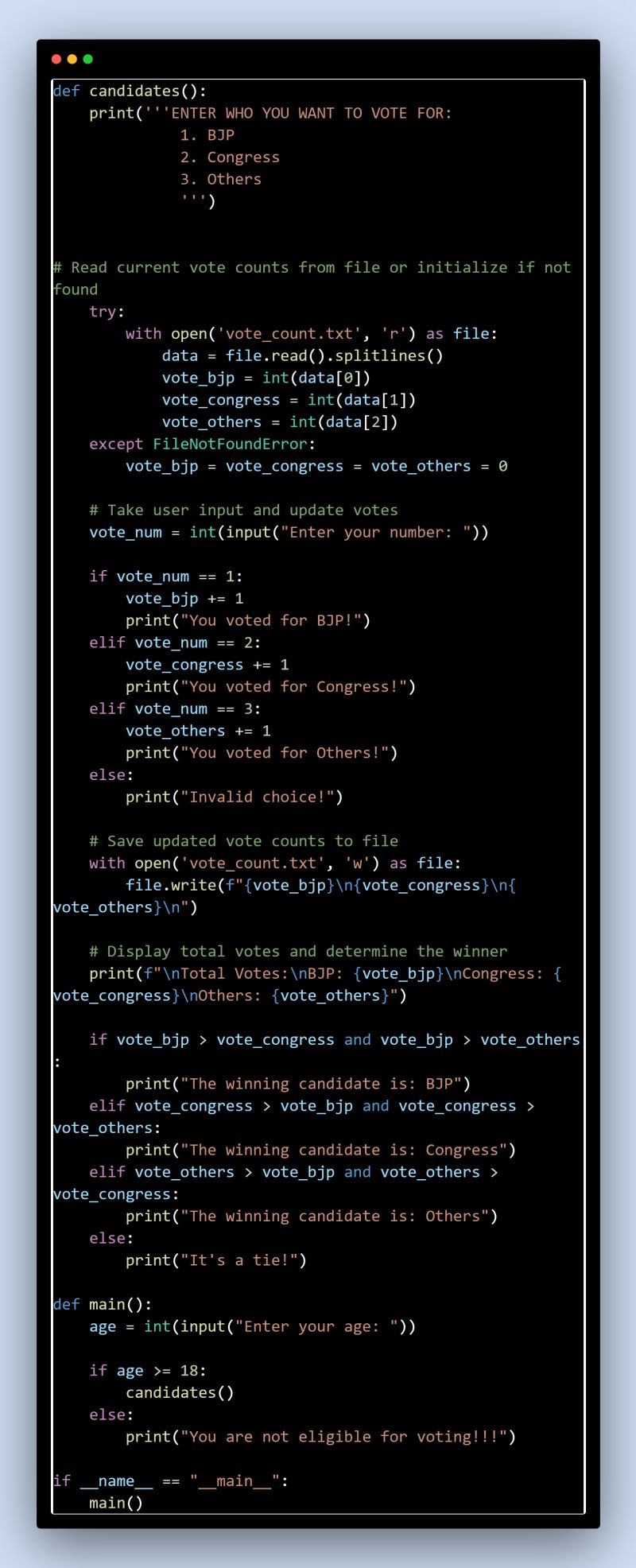 Rachit Thakur on LinkedIn: #python #programming #votingsystem # ... Rachit Thakur on LinkedIn: #python #programming #votingsystem # ...