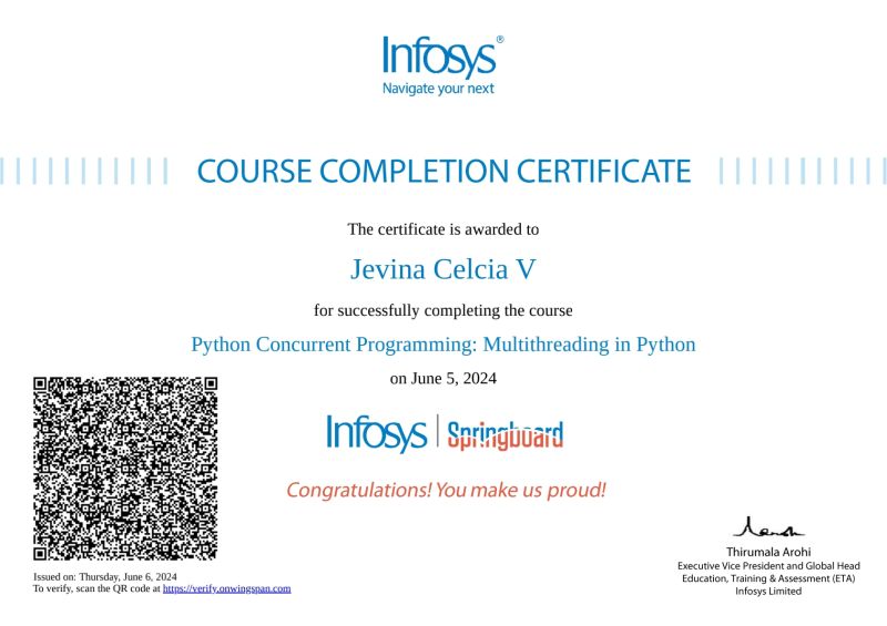 Jevina Celcia V on LinkedIn: #python #concurrentprogramming # ... Jevina Celcia V on LinkedIn: #python #concurrentprogramming # ...