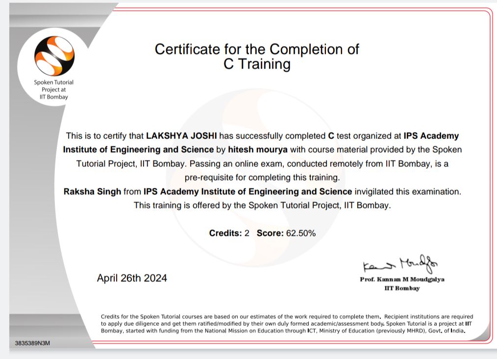 Lakshya Joshi on LinkedIn: #clanguagecertified #keepcoding Lakshya Joshi on LinkedIn: #clanguagecertified #keepcoding