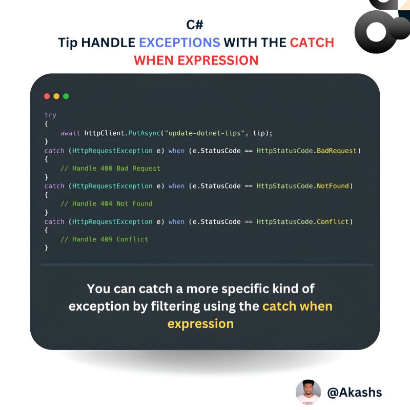 Akash s on LinkedIn: #csharp #programmingtips #exceptionhandling # ... Akash s on LinkedIn: #csharp #programmingtips #exceptionhandling # ...