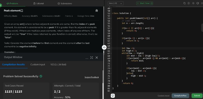 #geeksforgeeks #100daysofcode #java #dsa #binarysearch #peakelement ... #geeksforgeeks #100daysofcode #java #dsa #binarysearch #peakelement ...
