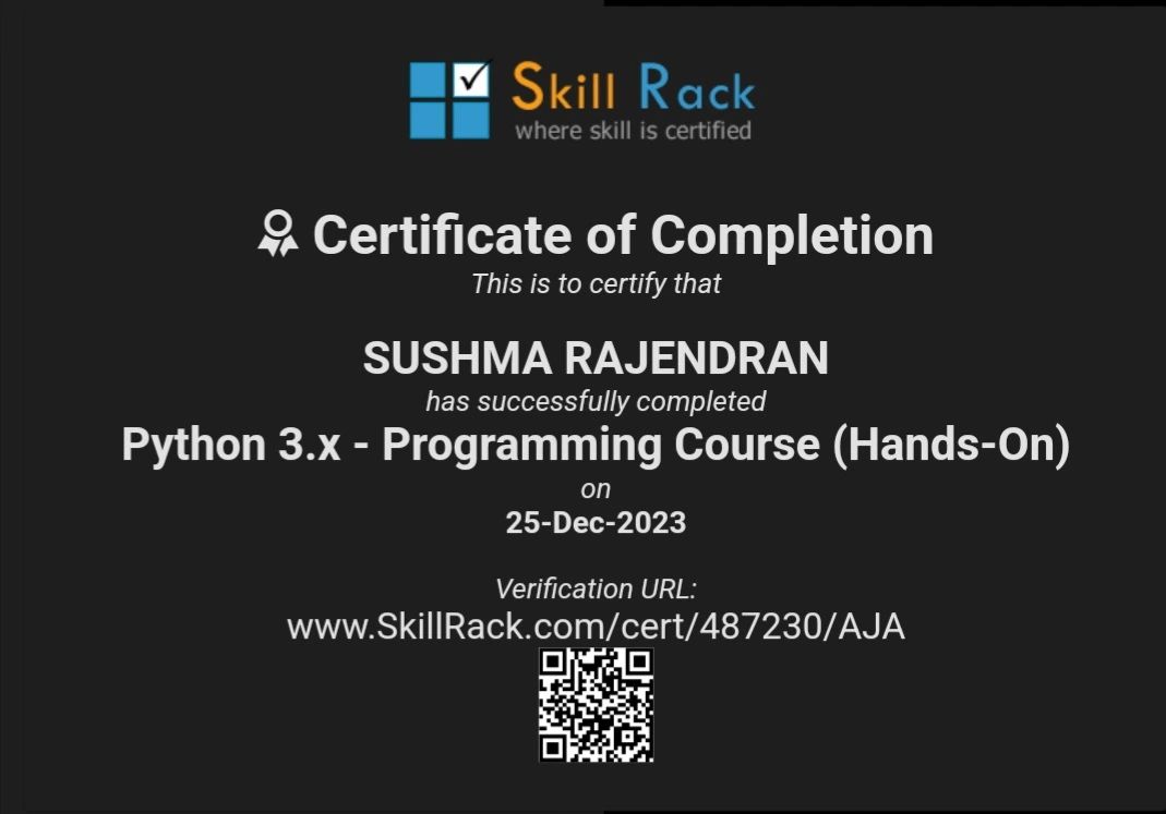 Sushma R on LinkedIn: #python #programming #skillrack #learningjourney ... Sushma R on LinkedIn: #python #programming #skillrack #learningjourney ...