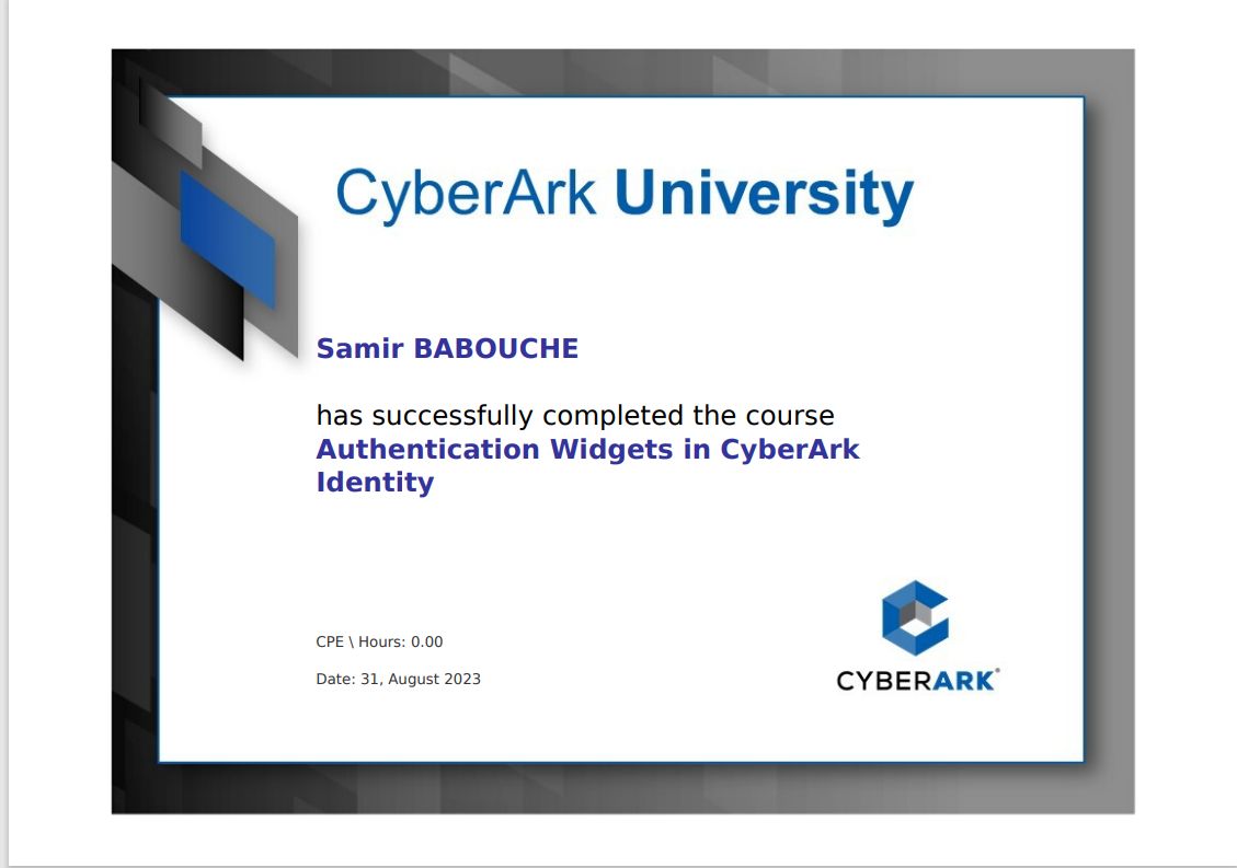 Authentification Widgets in CyberArk Identity | Samir BABOUCHE Authentification Widgets in CyberArk Identity | Samir BABOUCHE