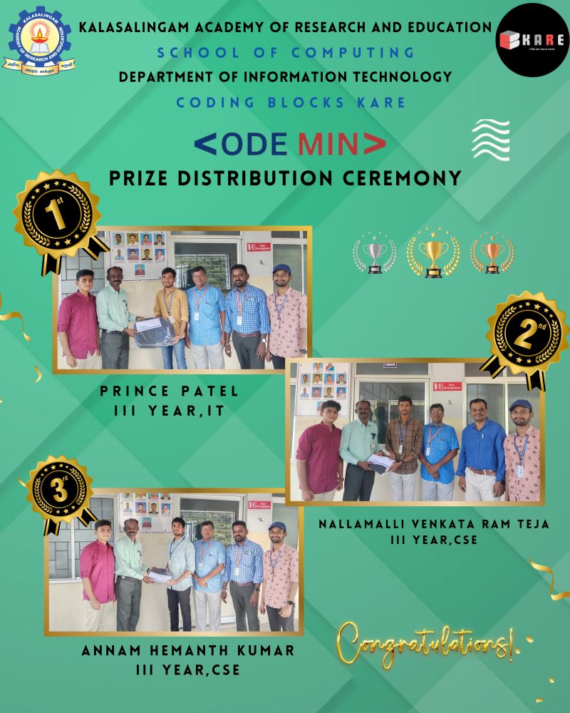 🌟 𝐂𝐨𝐝𝐞 𝐌𝐢𝐧𝐝𝐬 𝐂𝐡𝐚𝐥𝐥𝐞𝐧𝐠𝐞: 𝐏𝐫𝐢𝐳𝐞… | CODING BLOCKS KARE STUDENT CHAPTER 🌟 𝐂𝐨𝐝𝐞 𝐌𝐢𝐧𝐝𝐬 𝐂𝐡𝐚𝐥𝐥𝐞𝐧𝐠𝐞: 𝐏𝐫𝐢𝐳𝐞… | CODING BLOCKS KARE STUDENT CHAPTER