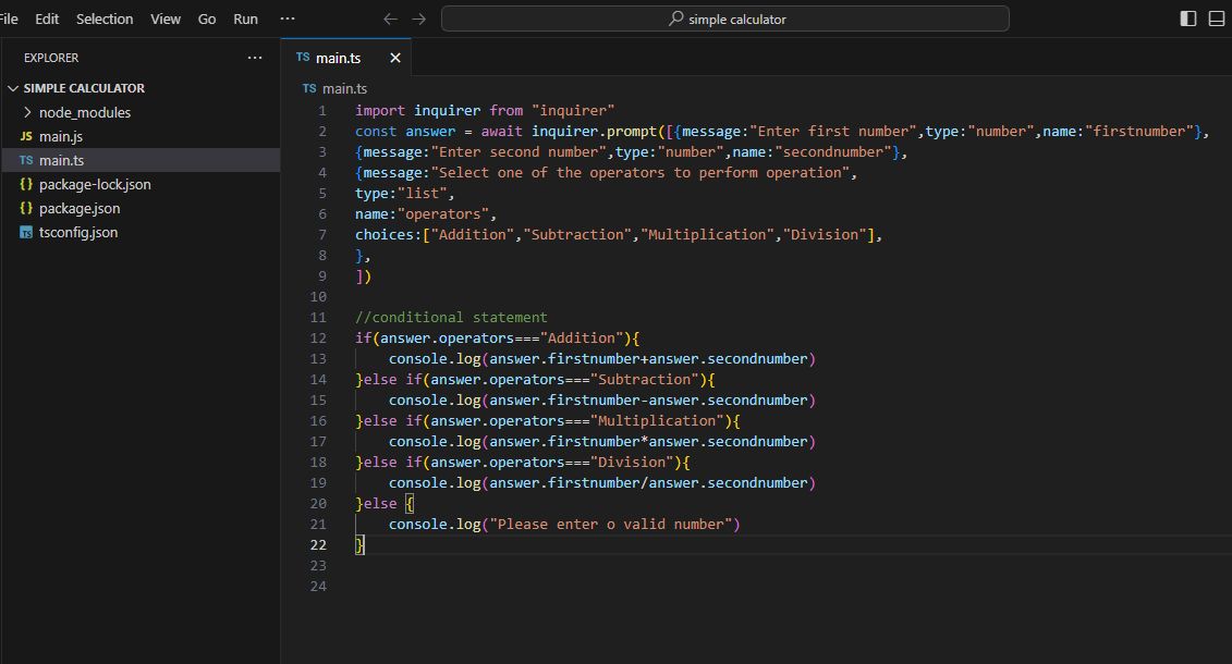 Created a simple calculator using TypeScript and Node.js | Sahifa Arsh ... Created a simple calculator using TypeScript and Node.js | Sahifa Arsh ...
